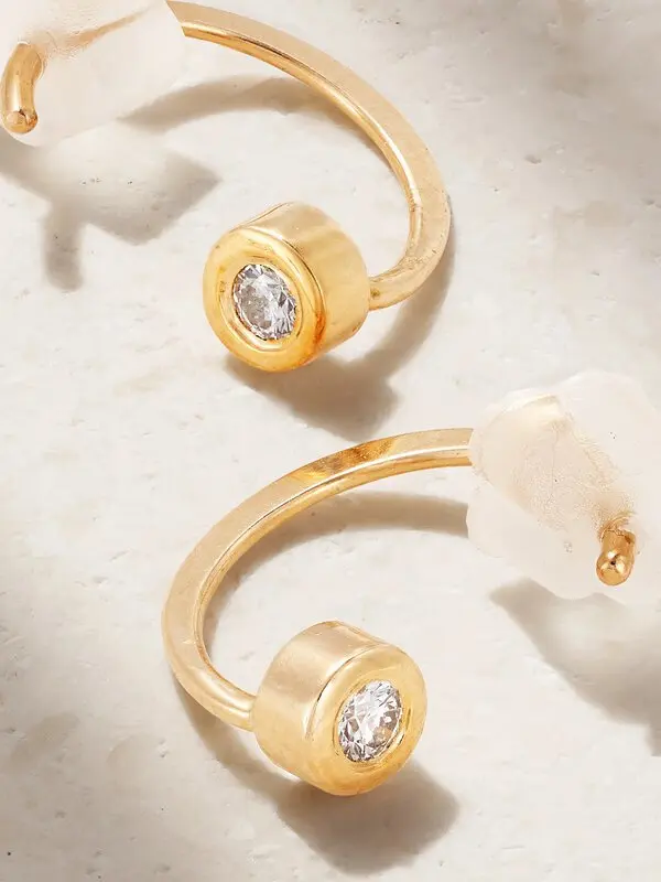 MELISSA JOY MANNING 14-karat Diamond Huggie Earrings