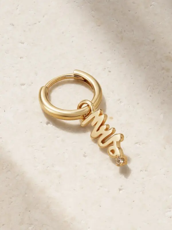 Alison Lou Mrs 14-karat Diamond Single Hoop Earring - Gold