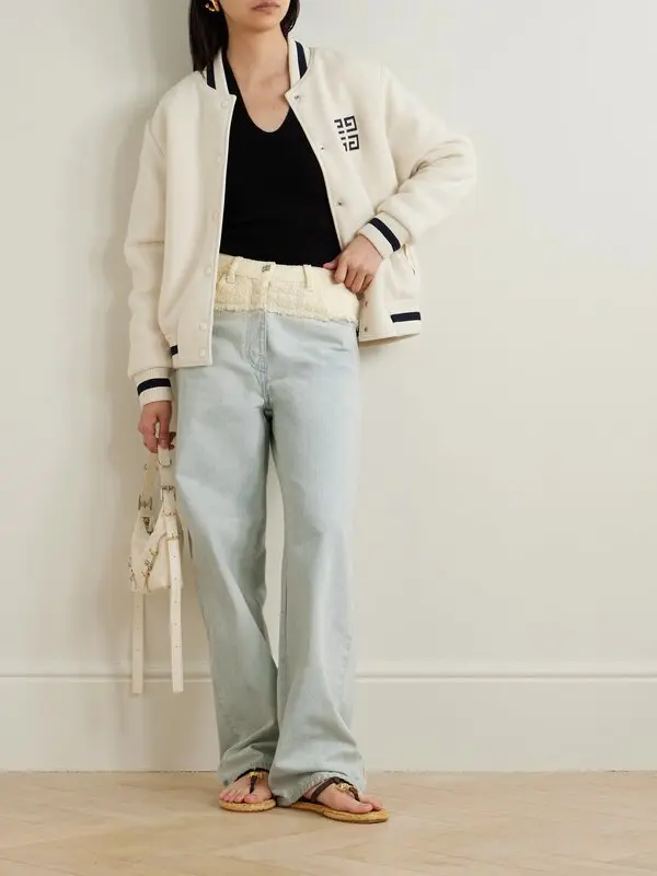 Givenchy Big Mix Wool-blend Bouclé-trimmed Jeans
