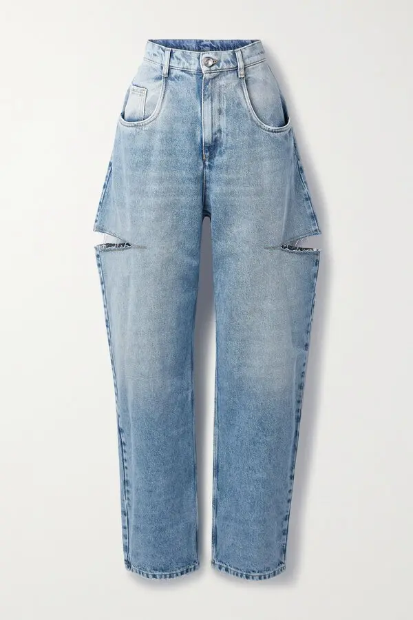 MAISON MARGIELA Cutout High-rise Wide-leg Jeans - Blue