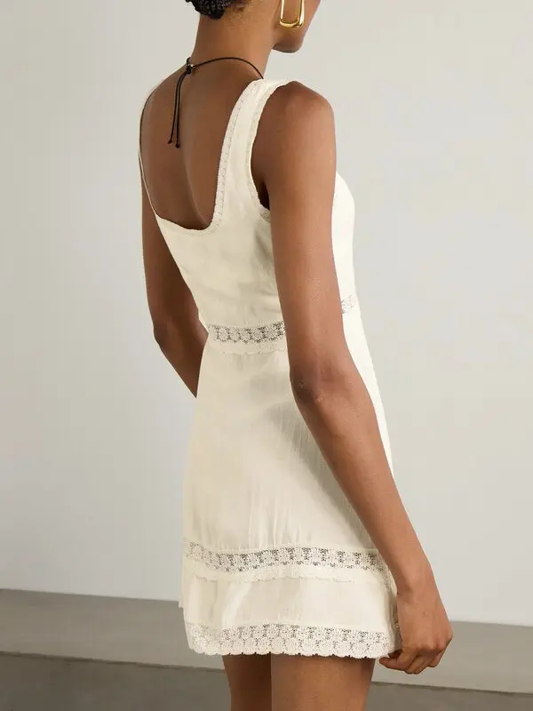 Rixo Ronan Lace-trimmed Crepe Mini Dress