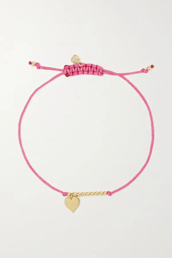 SYDNEY EVAN 14 Karat Gold Heart Cord Bracelet - Pink