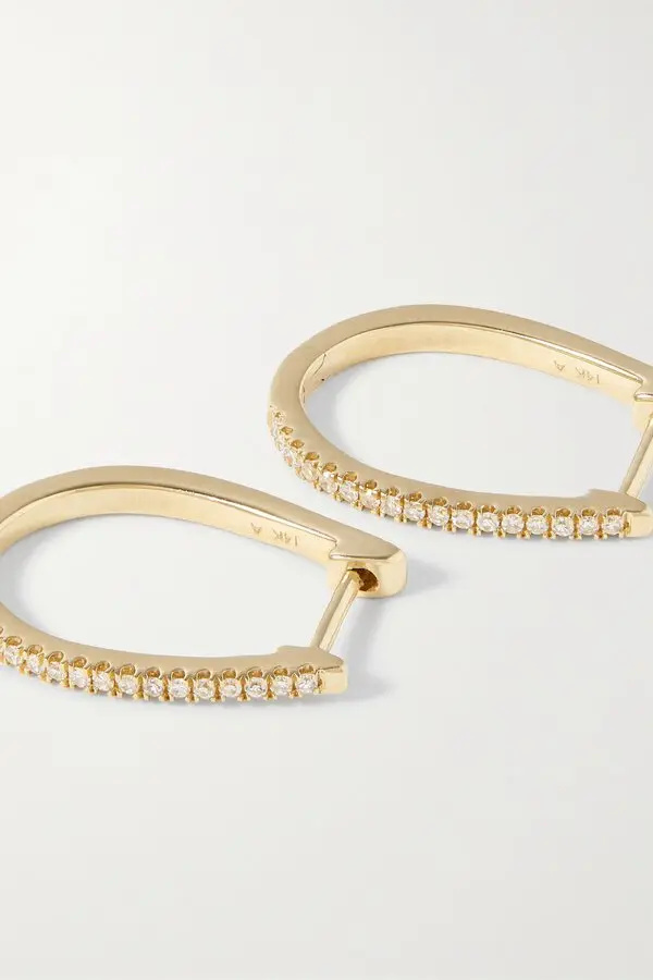 STONE AND STRAND Medium Oval 14-karat Diamond Hoop Earrings