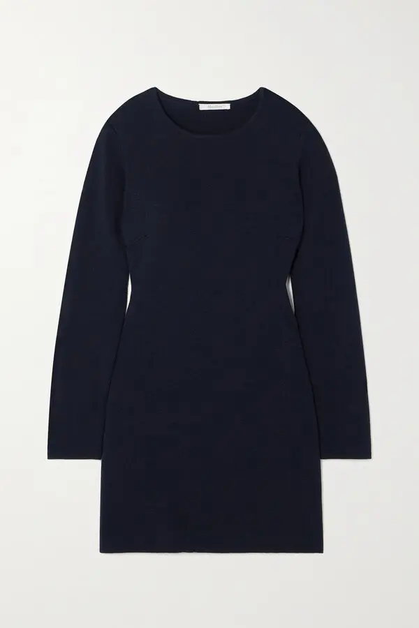 Max Mara Eridani Wool Mini Dress - Blue