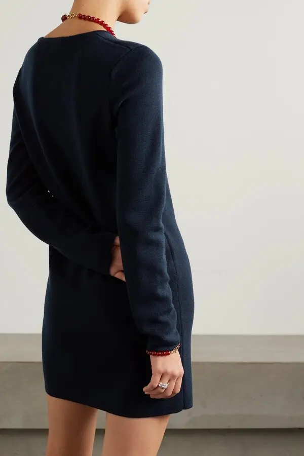 Max Mara Eridani Wool Mini Dress - Blue