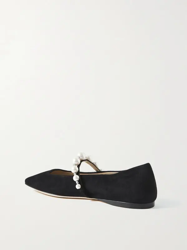 JIMMY CHOO Ade Embellished Ballet Flats - Black