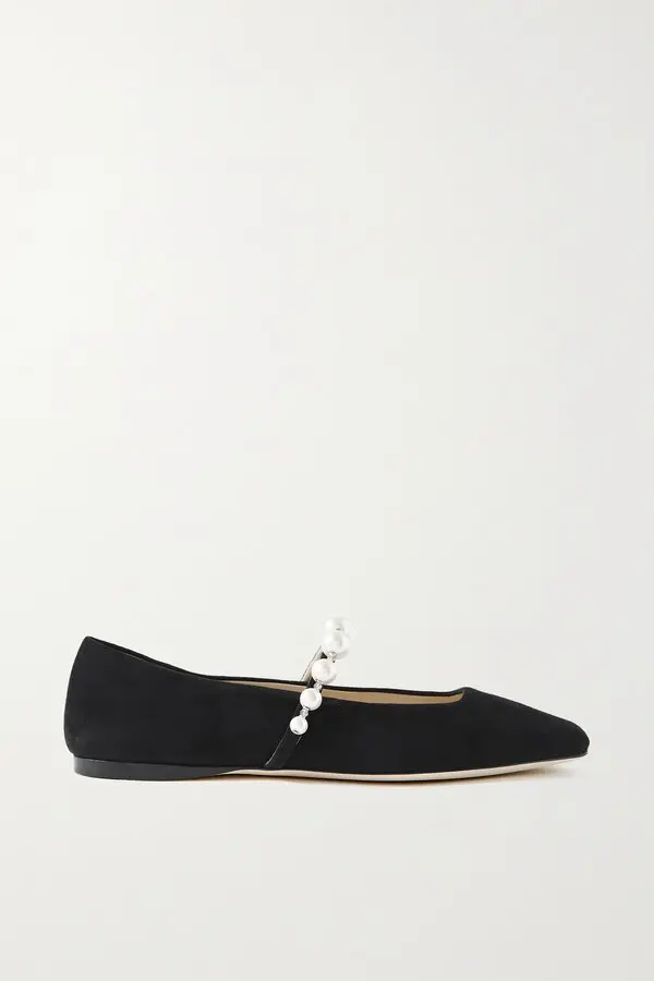 JIMMY CHOO Ade Embellished Ballet Flats - Black