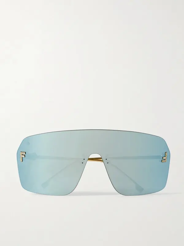 Fendi First Crystal-embellished Aviator Sunglasses - Gold