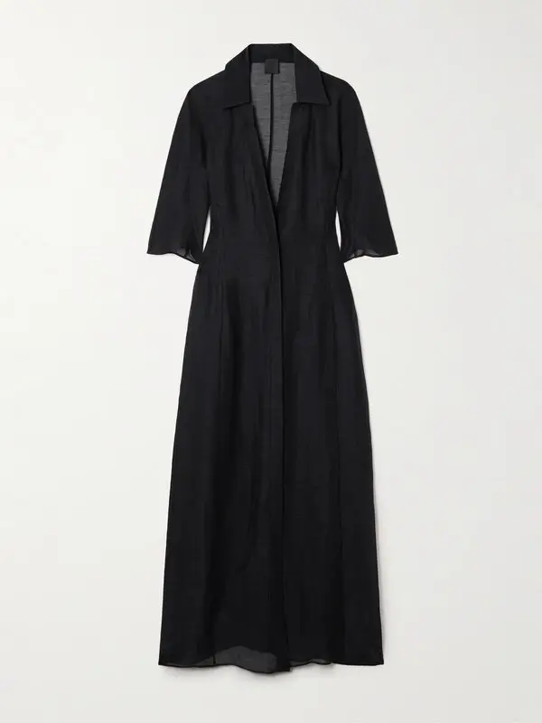 Givenchy Silk And Linen-blend Maxi Dress - Black
