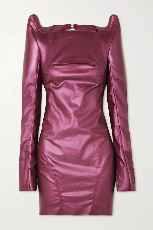 Rick Owens Cutout Coated-denim Mini Dress