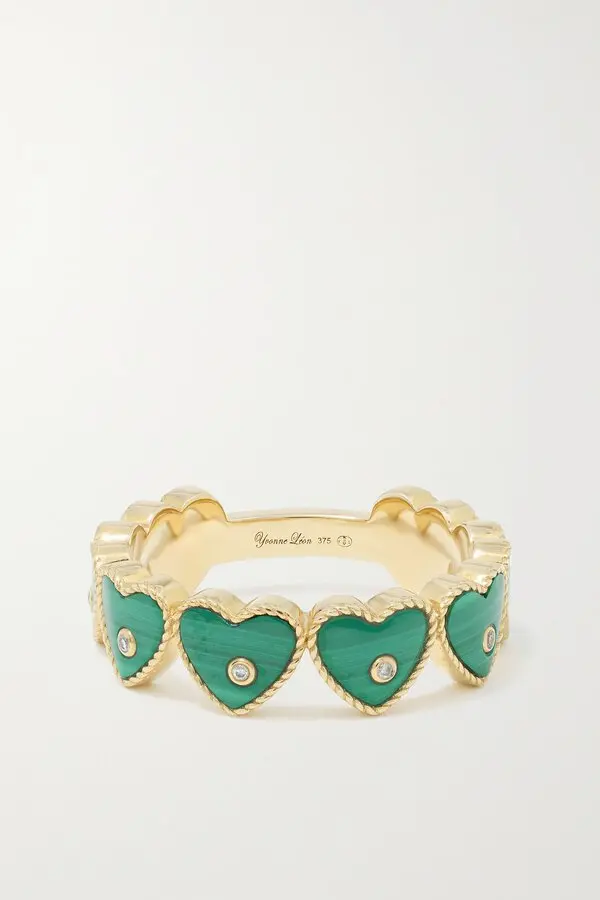 Yvonne Léon 9-karat Gold, Malachite And Diamond Ring - Green