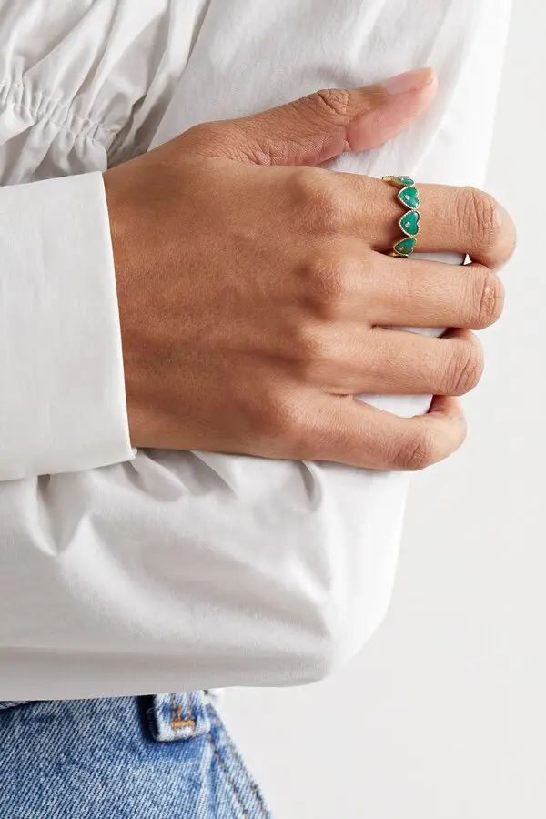 Yvonne Léon 9-karat Gold, Malachite And Diamond Ring