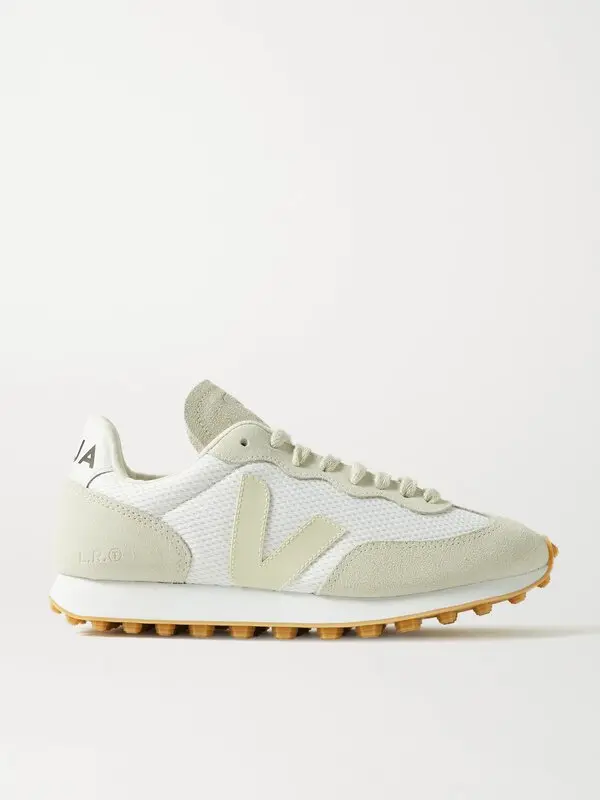 VEJA Rio Branco Paneled Suede And Mesh Trainers - White