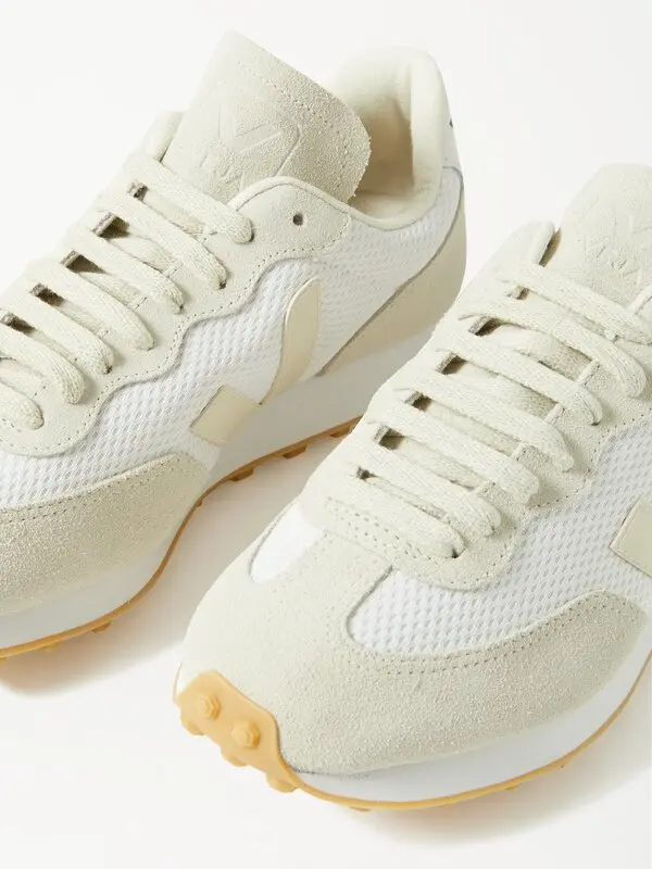 VEJA Rio Branco Paneled Suede And Mesh Trainers - White