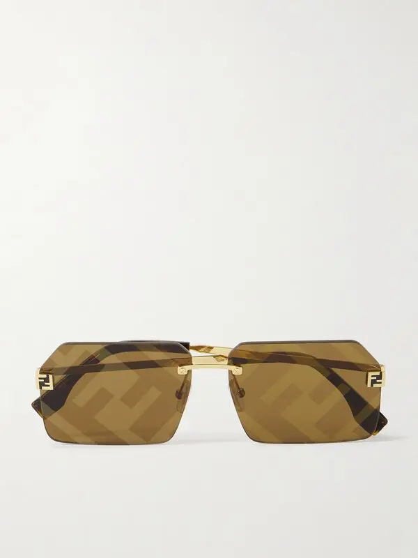 Fendi Sky Rimless Rectangle-frame Sunglasses - Gold