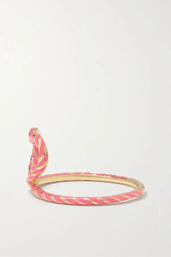 Alison Lou Heart Streamer 14-karat Gold And Enamel Ring