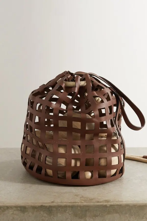 Brunello Cucinelli Walnut And Leather Bowls Set