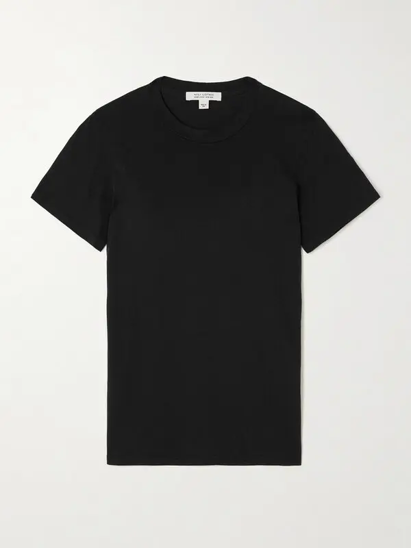 NILI LOTAN Mariela Cotton-jersey T-shirt - Black
