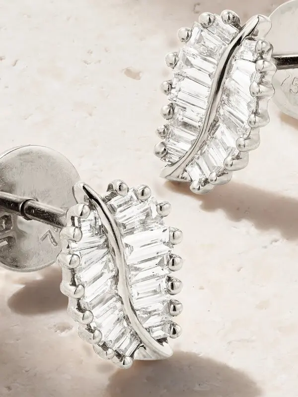 ANITA KO Palm Leaf 18-karat Diamond Earrings