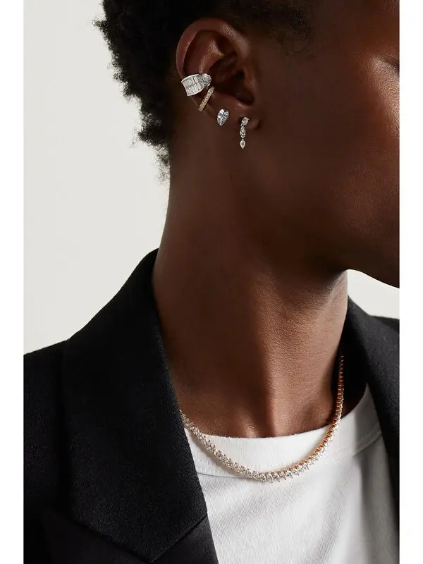 ANITA KO Palm Leaf 18-karat Diamond Earrings