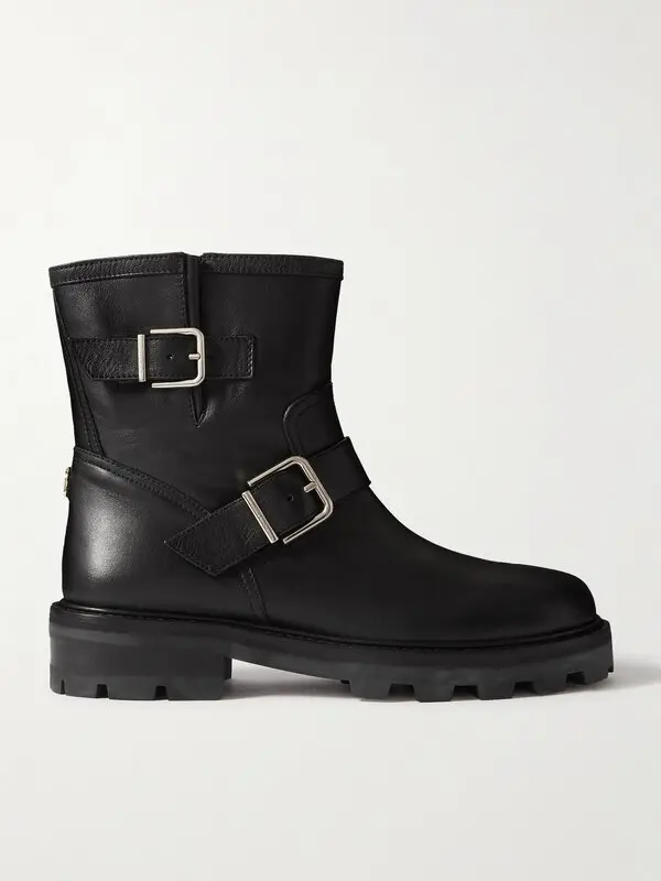 JIMMY CHOO Youth Ii Buckled Leather Ankle Boots