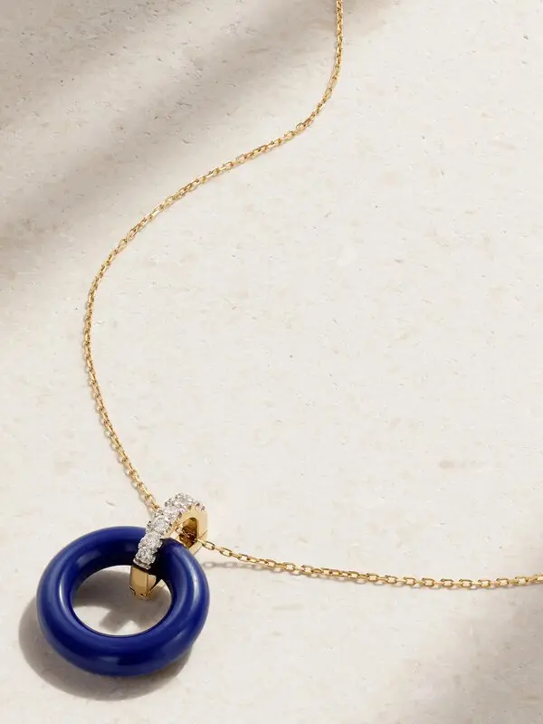 Mateo Donut Lapis Lazuli And Diamond Necklace - Blue