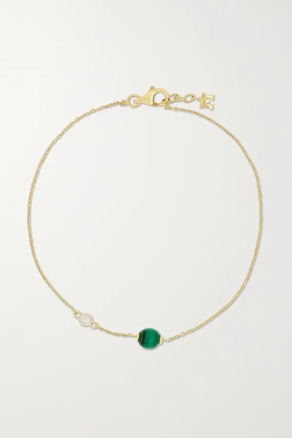 Mateo Dot 14-karat Gold, Malachite And Diamond Bracelet - Green