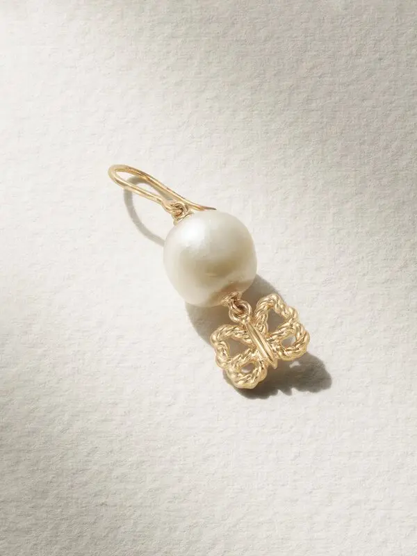 Alison Lou Butterfly Streamer 14-karat Pearl Single Earring - Gold
