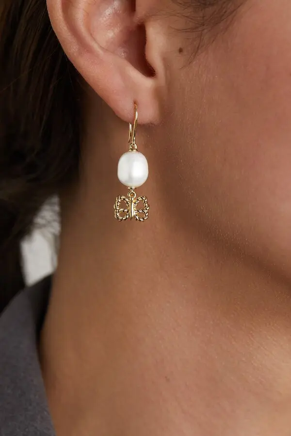 Alison Lou Butterfly Streamer 14-karat Pearl Single Earring