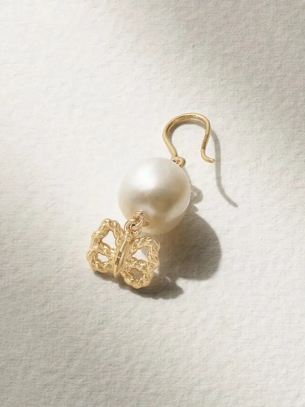 Alison Lou Butterfly Streamer 14-karat Pearl Single Earring