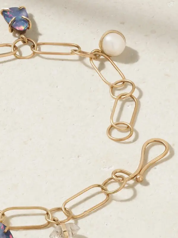 MELISSA JOY MANNING 14-karat Recycled Multi-stone Link Bracelet