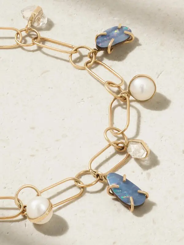 MELISSA JOY MANNING 14-karat Recycled Multi-stone Link Bracelet