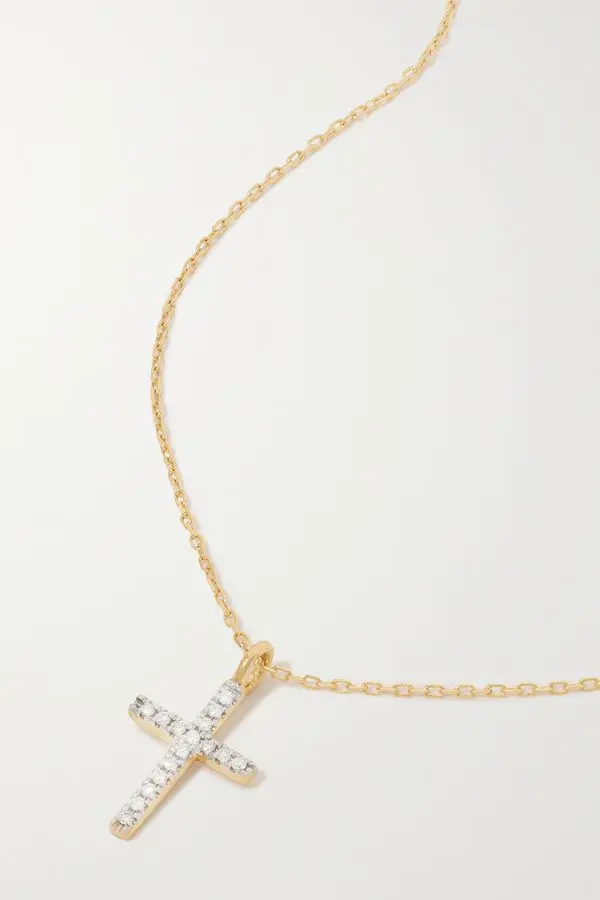 Mateo 14-karat Diamond Cross Pendant Necklace - Gold