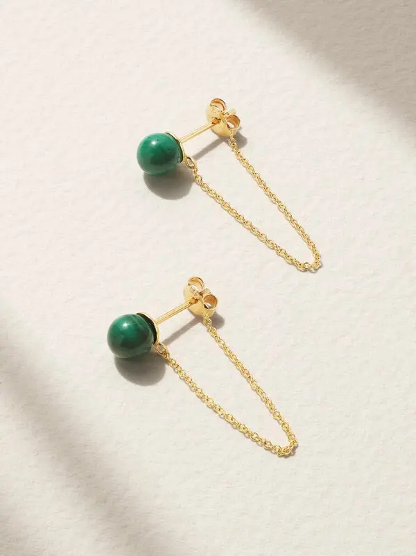 Mateo 14-karat Gold Malachite Stud Earrings - Green