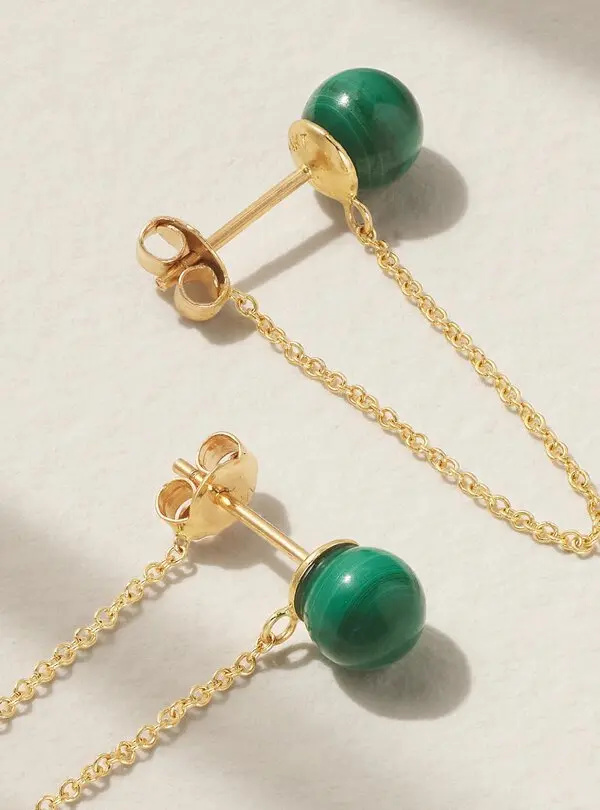 Mateo 14-karat Gold Malachite Stud Earrings