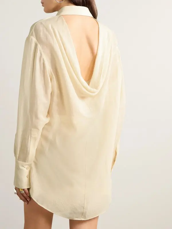 Givenchy Draped Open-back Silk And Linen-blend Shirt
