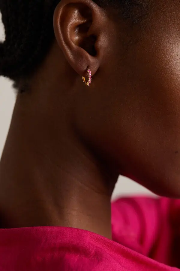 Mateo 14-karat Gold Sapphire Hoop Earrings