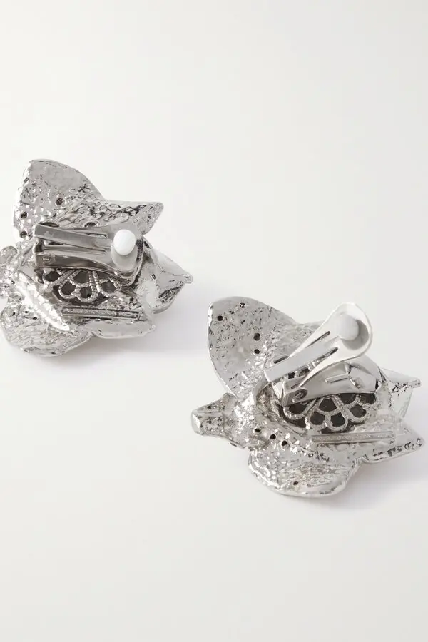 Alessandra Rich Crystal Rose Clip-on Earrings