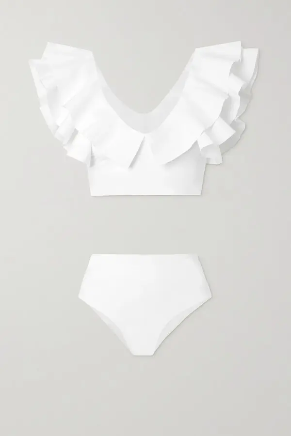 MAYGEL CORONEL Net Sustain Mila Ruffled Bikini - White