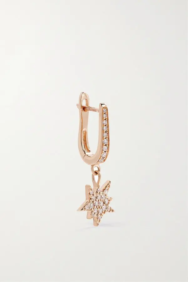 DIANE KORDAS 18-karat Rose Diamond Single Earring - Gold