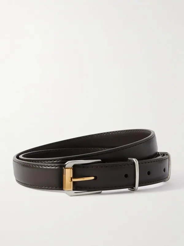 THE ROW Metallic Loop Leather Belt - Brown