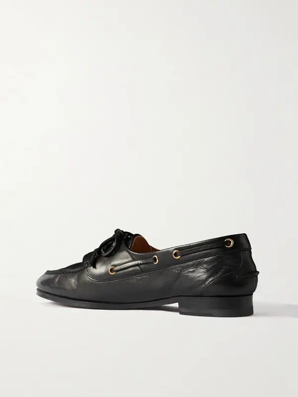 Bally Pathy Leather Boat Shoes - Black