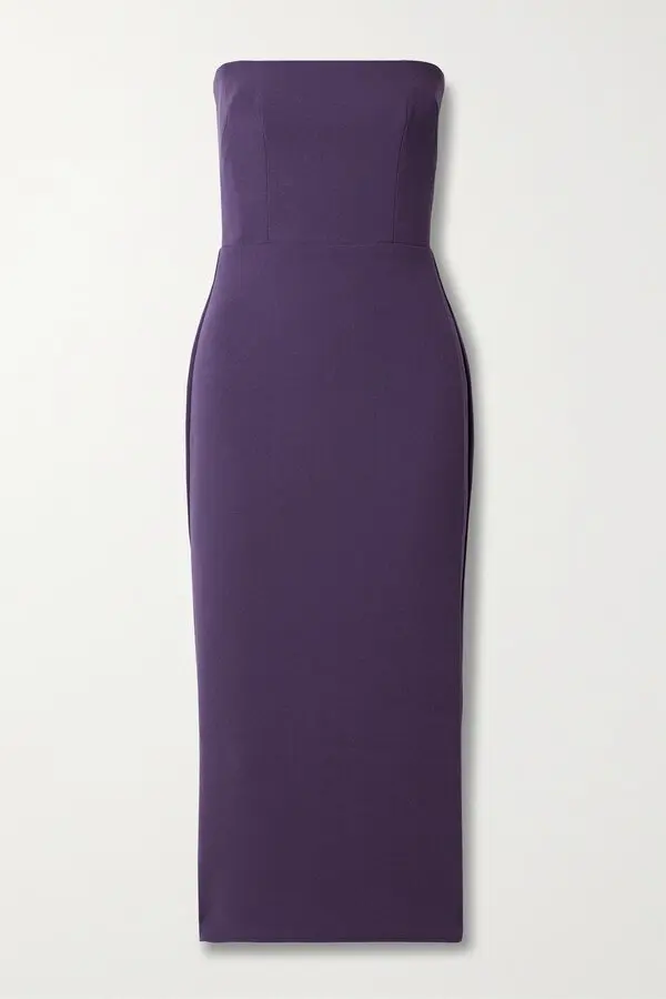 Alex Perry Strapless Stretch-crepe Midi Dress - Purple