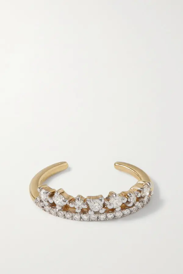 STONE AND STRAND Sparks Fly 10-karat Diamond Ear Cuff - Gold