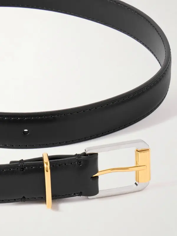 THE ROW Metallic Loop Leather Belt - Black