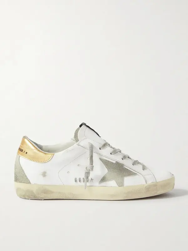 GOLDEN GOOSE Superstar Distressed Leather And Suede Sneakers