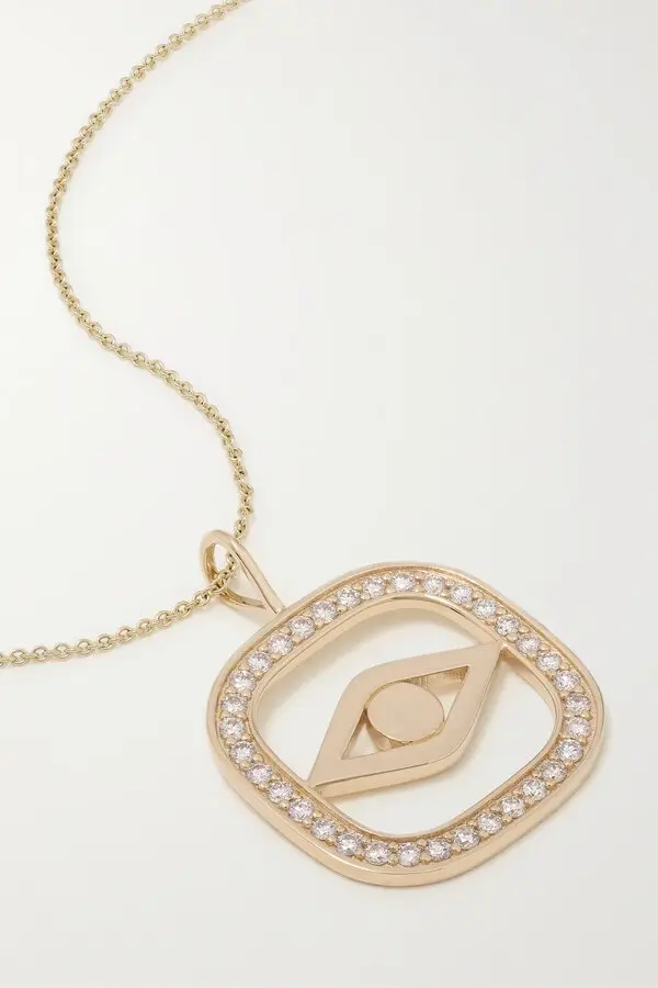 SYDNEY EVAN 14-karat Diamond Evil Eye Pendant Necklace - Gold