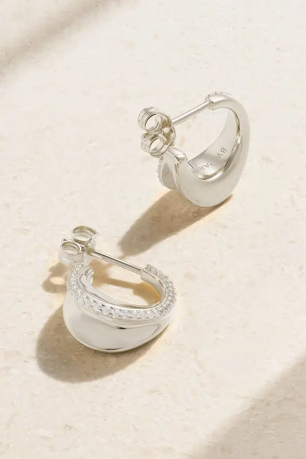 BY PARIAH O Huggies Mini Recycled Sterling Silver Sapphire Hoop Earrings