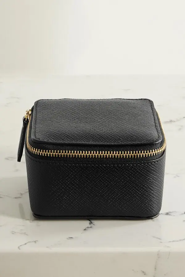 Smythson Panama Textured-leather Trinket Case - Black