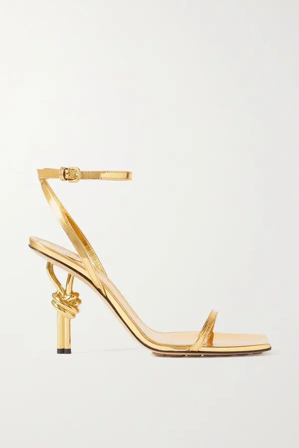 Bottega Veneta Knot Metallic Leather High Heel Sandals